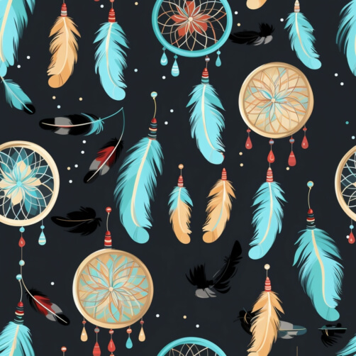 Download Native American Inspired Feathers and Dream Catchers Pattern ...