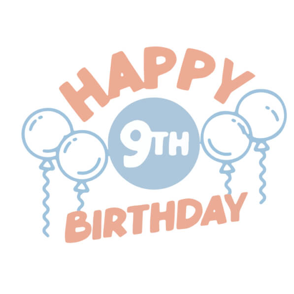 Download Happy 9th Birthday Card with Balloons Quotes Online - Creative ...