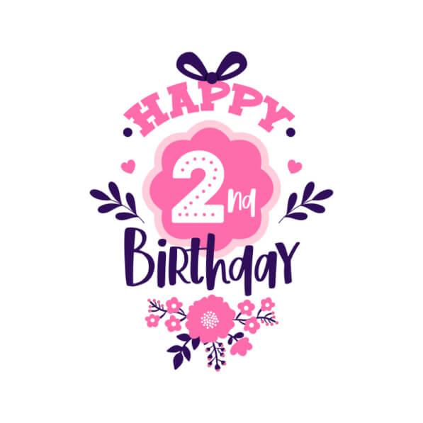 Download Happy 2nd Birthday Card with Pink Flowers and Number 2 Quotes ...