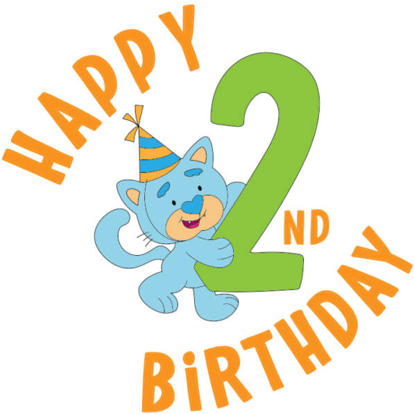 Descarga Gato de Dibujos Animados Celebrando 2do Cumpleaños Citas En ...