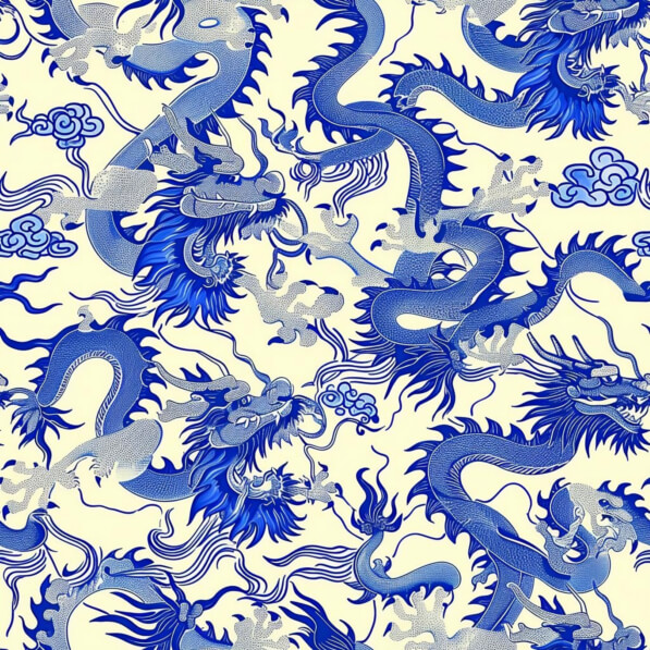 Download Blue and White Dragon Pattern Patterns Online - Creative Fabrica