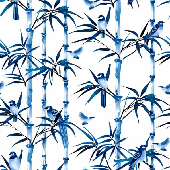 Download Blue Birds on Bamboo Branches Seamless Pattern Patterns Online ...