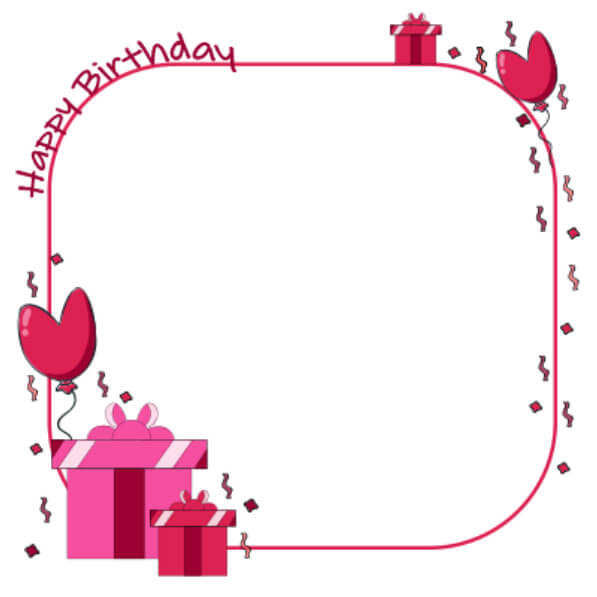 Download Pink Birthday Frame with Balloons and Presents Frames Online ...