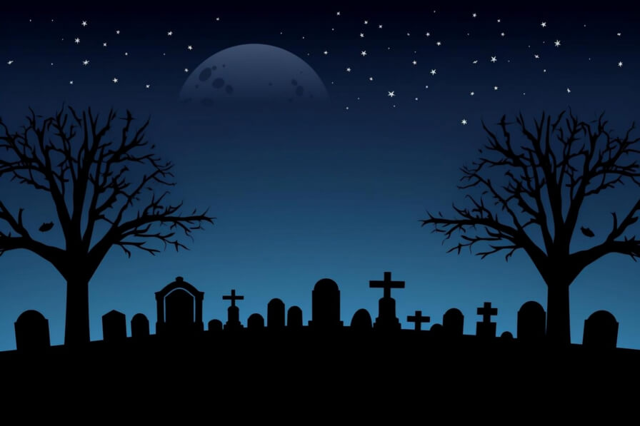 Download Eerie Cemetery Scene with Tombstones and Trees Backgrounds ...