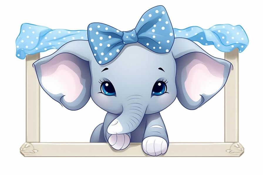 Download Cartoon Elephant with Bow and Polka Dots Backgrounds Online ...