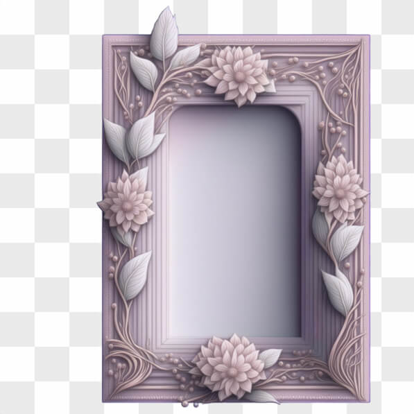 Download Elegant 3D Photo Frame with Flowers and Leaves PNGs Online ...