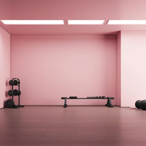 Download Pink Gym Room with Dumbbells and Exercise Bench Backgrounds ...