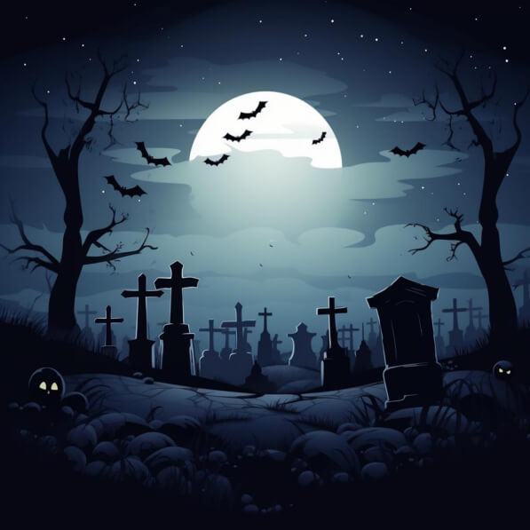 Download Dark Cemetery with Gravestones and Bats Flying Backgrounds ...