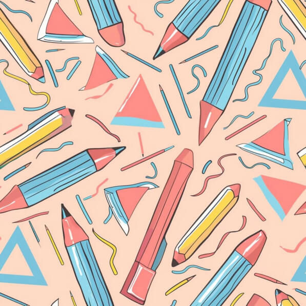 Download Colorful Pencils and Geometric Shapes Seamless Pattern ...