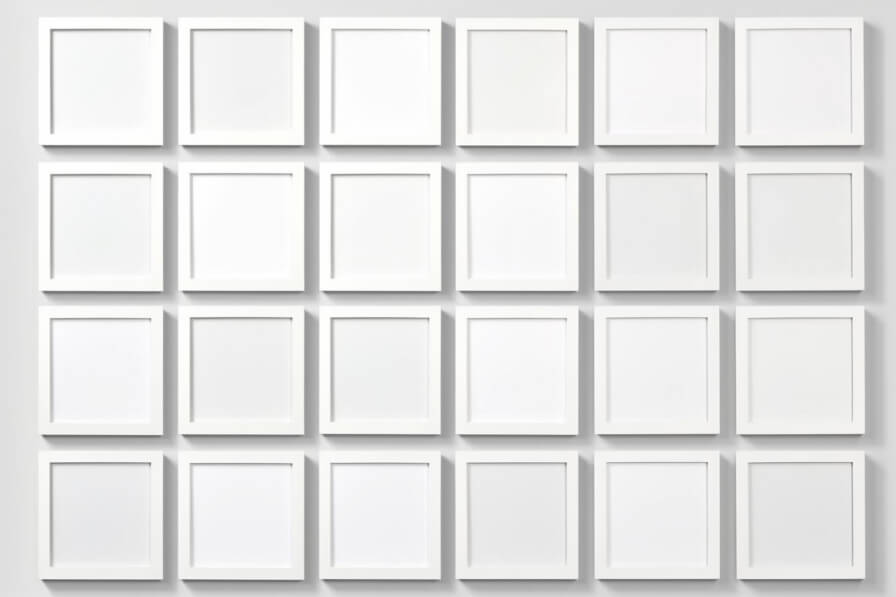 Download White Picture Frames Grid on Wall Mockups Online - Creative ...