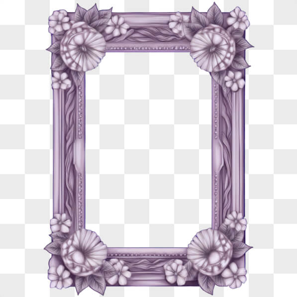 Download Purple Picture Frame with Flowers PNGs Online - Creative Fabrica