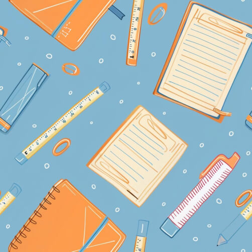Download Seamless Pattern of School Supplies on Beige Background ...
