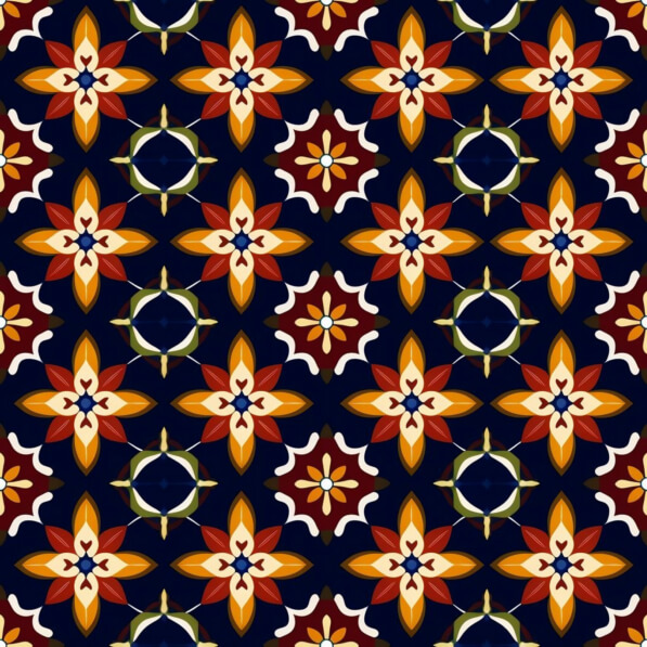 Download Seamless Floral Tile Design on Dark Blue Background Patterns ...
