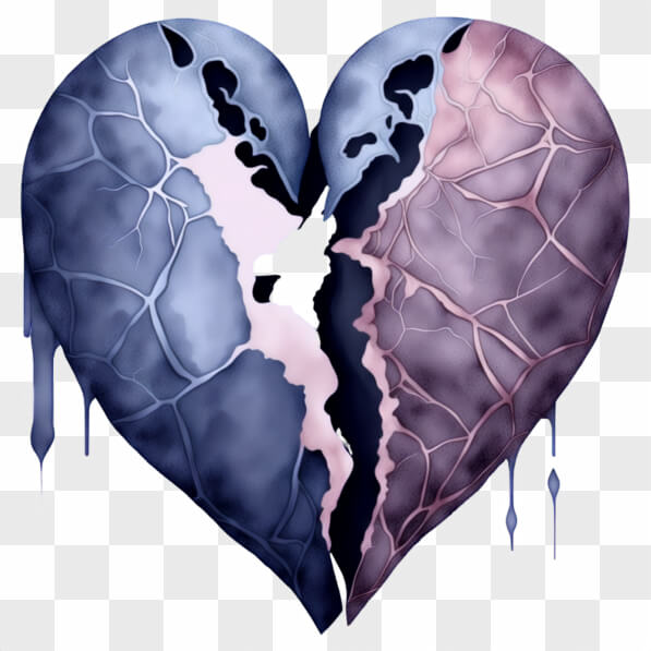 Download Broken Heart Artwork: Blue and Pink Halves with Cracks PNGs ...