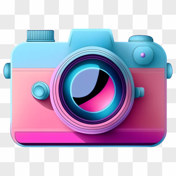 Download Pink and Blue Camera with Lens Icon PNGs Online - Creative Fabrica