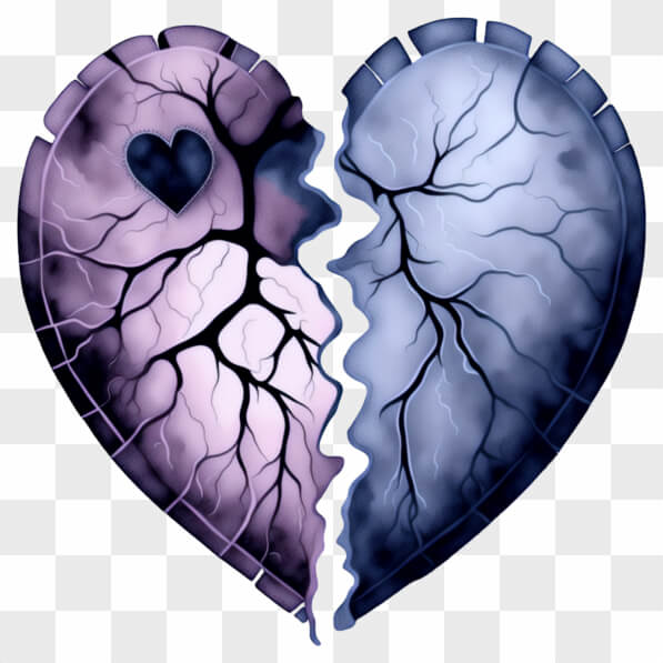 Download Broken Heart with Purple and Blue Parts PNGs Online - Creative ...