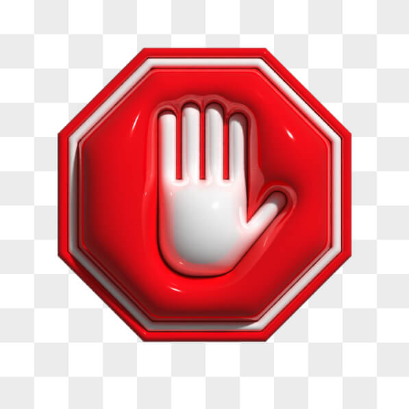 Download Detailed 3D Red Stop Sign with Hand PNGs Online - Creative Fabrica