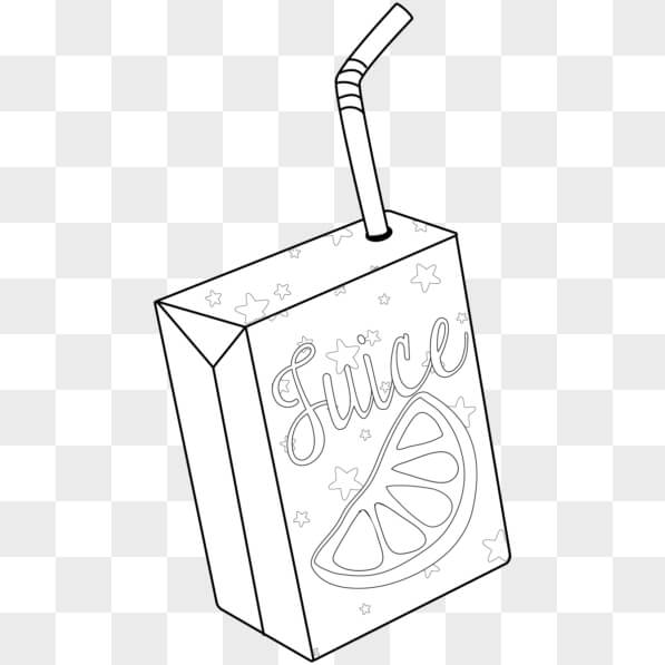 Download Outline Drawing of Juice Box with Type of Juice and Straw PNGs ...