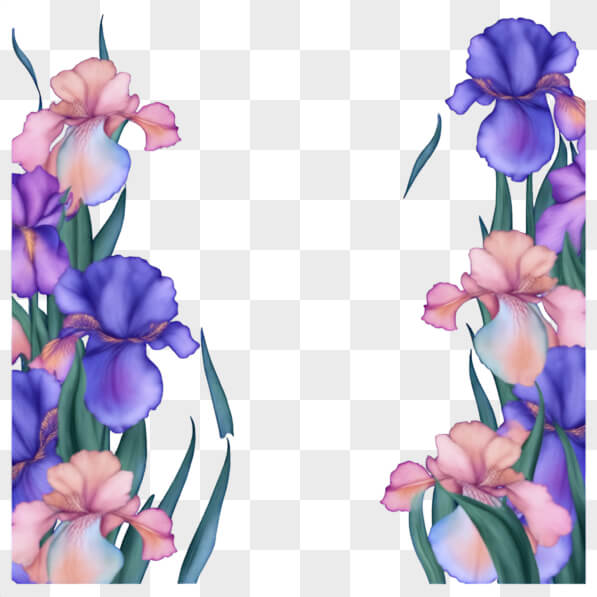 Download Purple and Pink Iris Flower Border PNGs Online - Creative Fabrica