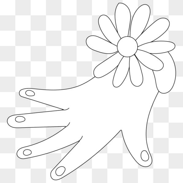 Download Hand with Flower Outline PNGs Online - Creative Fabrica