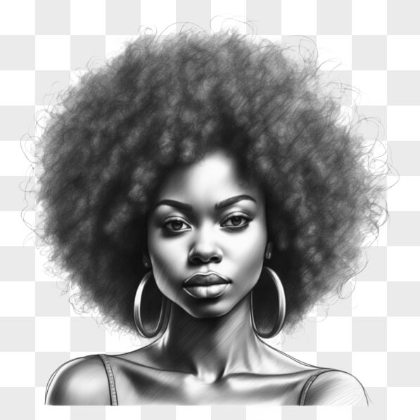 Download Black and White Drawing of Afro-Haired Woman Sketches Online ...