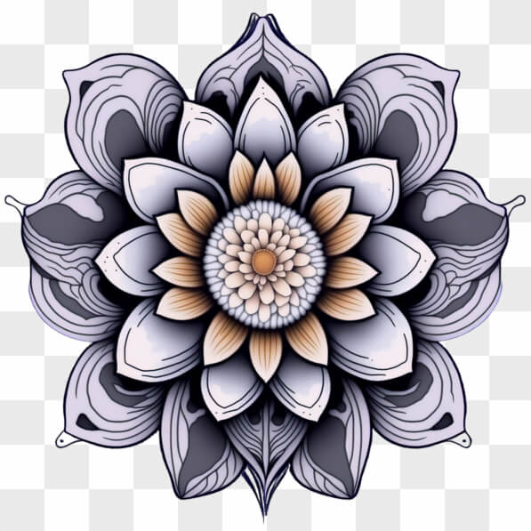 Download White and Gray Lotus Flower Abstract Design PNGs Online ...