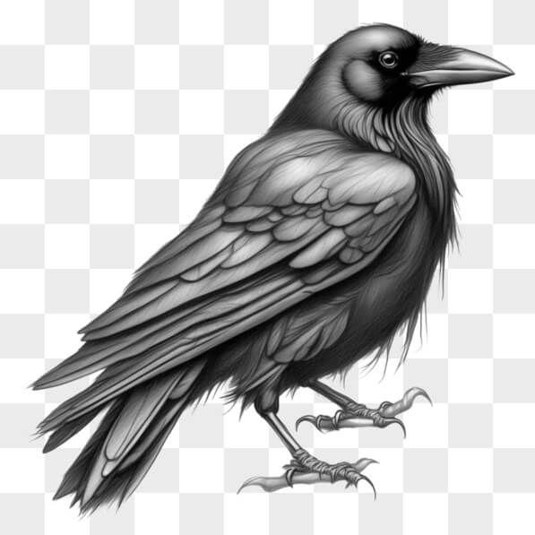 Download Zwart-wit tekening van een raaf met snavel open Schetsen ...