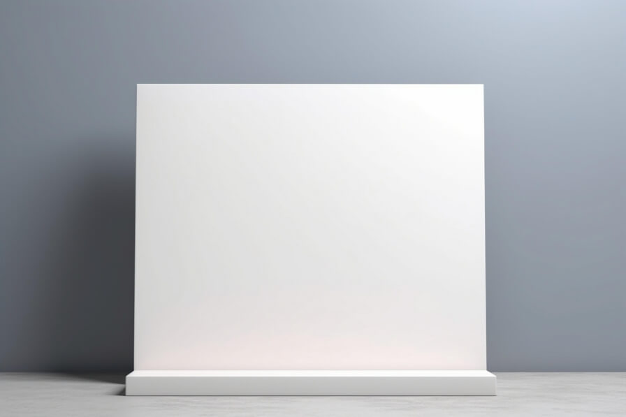 Download Blank White Poster Stand on Grey Pedestals Mockups Online ...