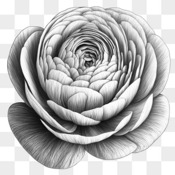 Download Black and White Flower Drawing - Upside-Down Peony Sketches ...