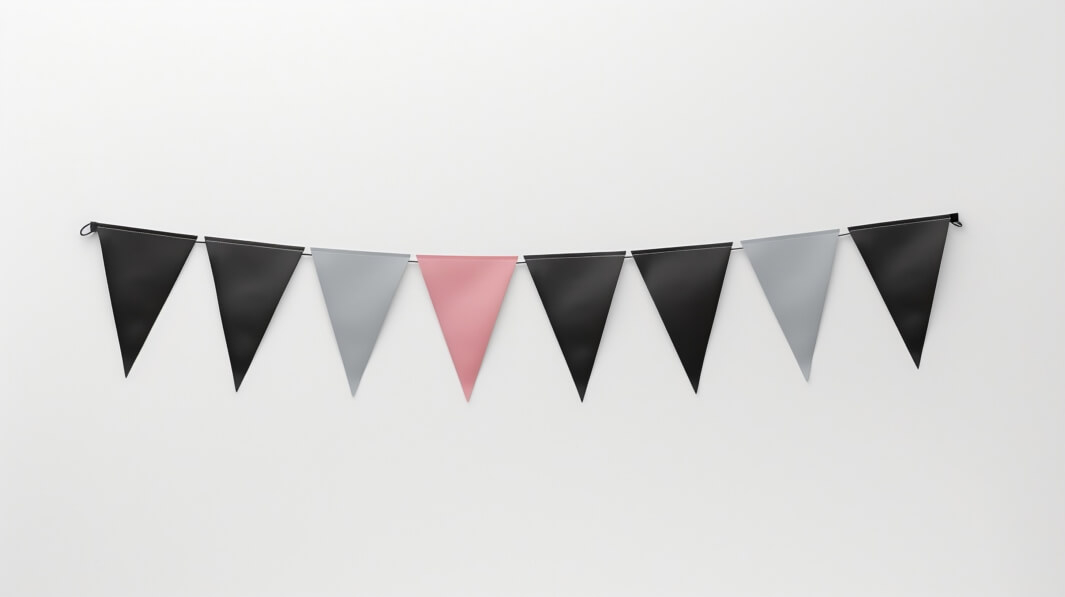 Download String of Black, Pink, and Gray Pennants Hanging from the Wall ...