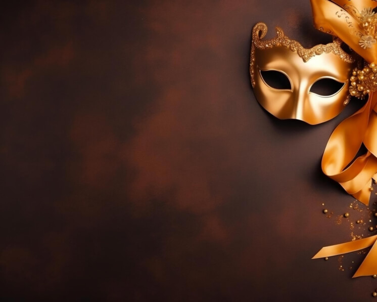 Download Gold Masquerade Mask and Golden Ribbons on Vintage Brown ...