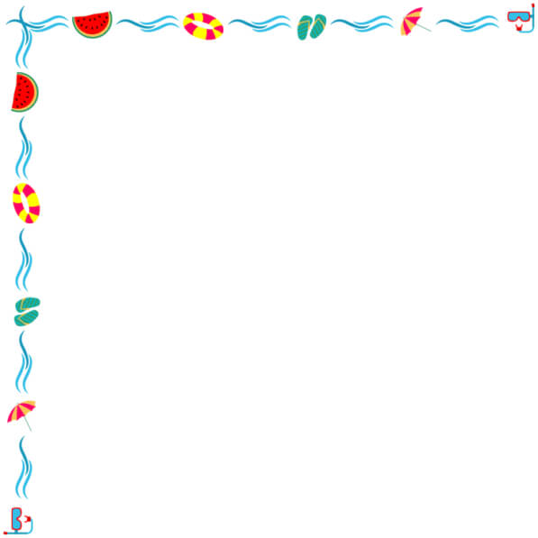 Download Colorful Summer Frame with Watermelon and Umbrellas Borders ...