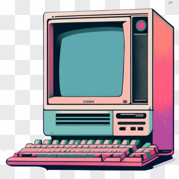 Download Old-School Computer with Pink Screen and Keyboard PNGs Online ...