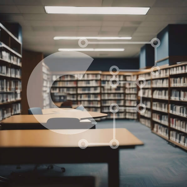 Biblioteca vacía con filas de estanterías y sillas fotos de archivo ...