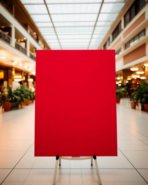 Download Indoor Mall with Red Poster and Plants Mockups Online ...