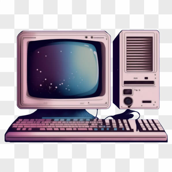 Download Vintage Computer with Displayed Spacecraft PNGs Online ...