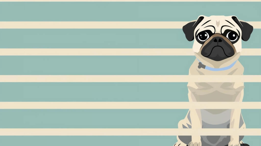 Download Pug Dog Behind Barricade with Striped Background Backgrounds ...