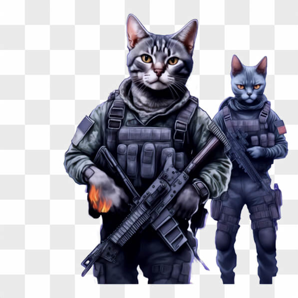 Download Two Cats in Military Uniforms Collaborating PNGs Online ...