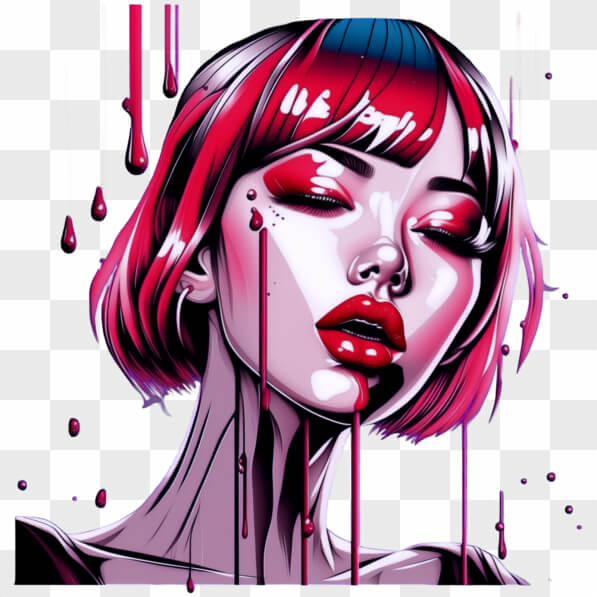 Download Eerie Illustration of a Woman with Red Hair and Dripping Blood ...