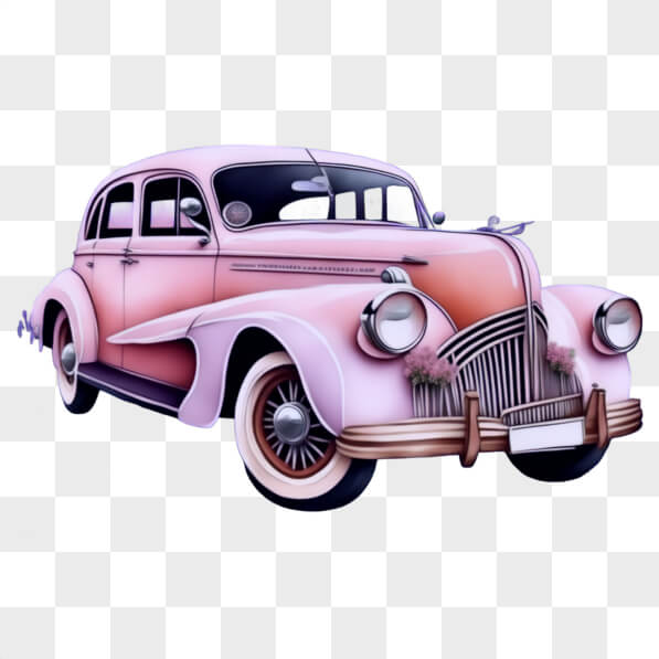 Scarica Auto Rosa d'Epoca su Sfondo Nero PNGs Online - Creative Fabrica