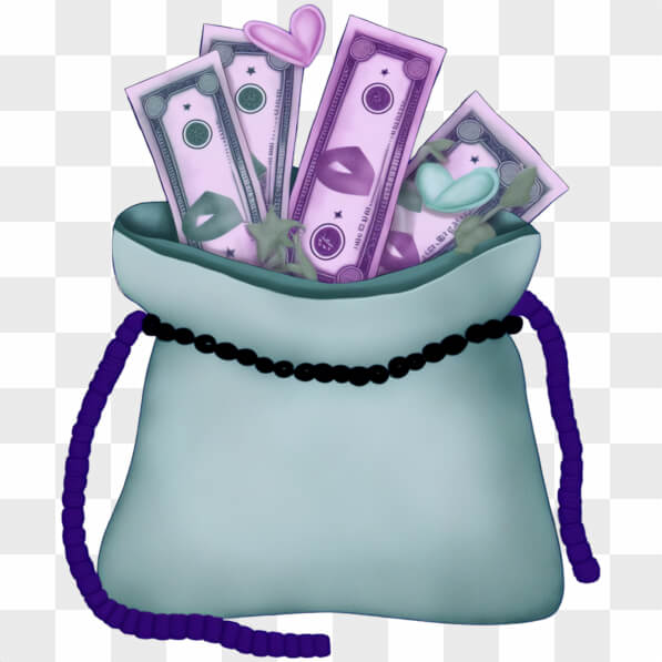 Download Blue Money Bag with Various Denominations PNGs Online ...