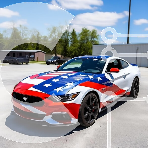 Ford Mustang GT personalizado con bandera estadounidense fotos de ...