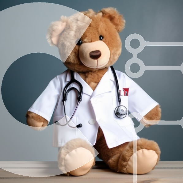 Brown Teddy Bear Doctor with Medical Supplies stock photo | Creative ...