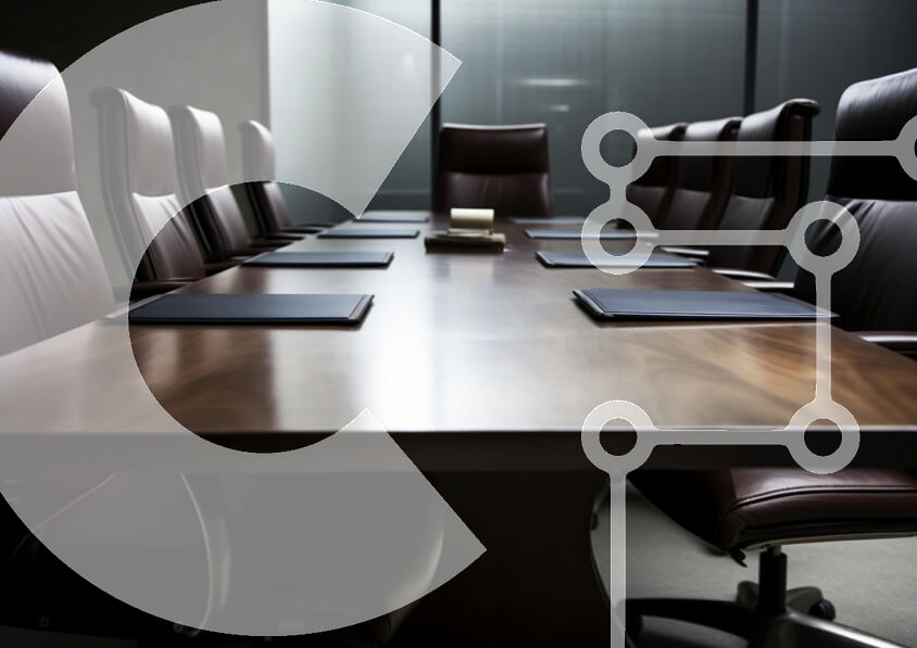 Professional Boardroom Setting with Wooden Conference Table stock photo ...