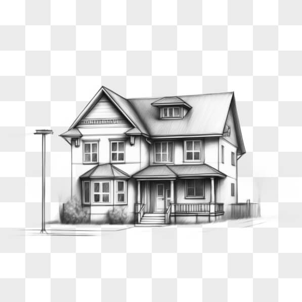 Download Black-and-White Drawing of an Elegant House Sketches Online ...