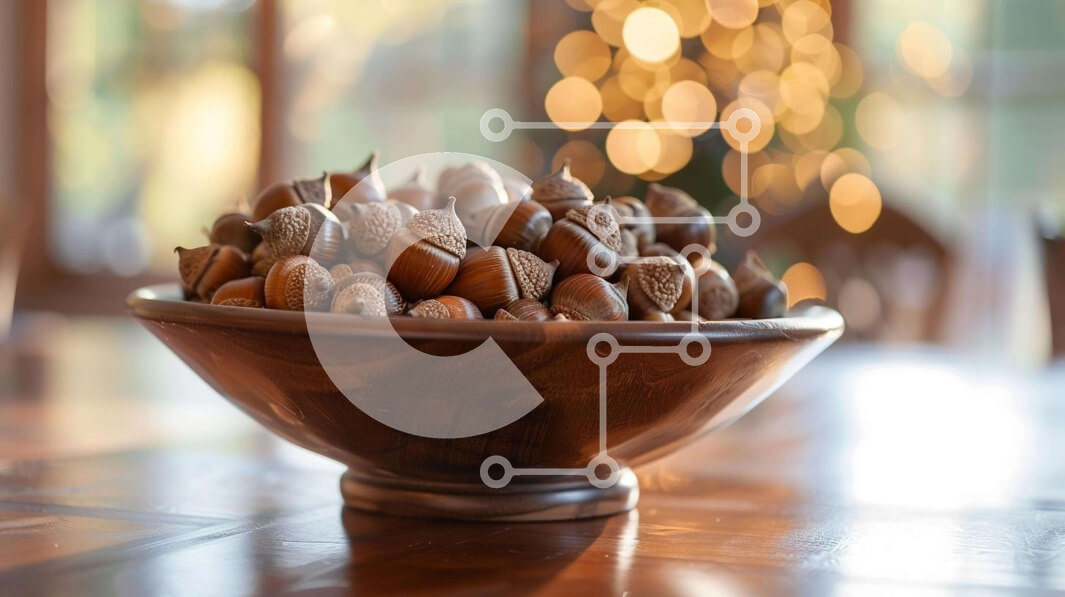 Fresh Nuts in Wooden Bowl stock photo | Creative Fabrica