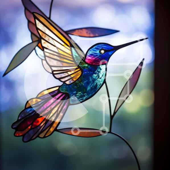 Download Colorful Hummingbird in Stained Glass Window Stockphotos ...