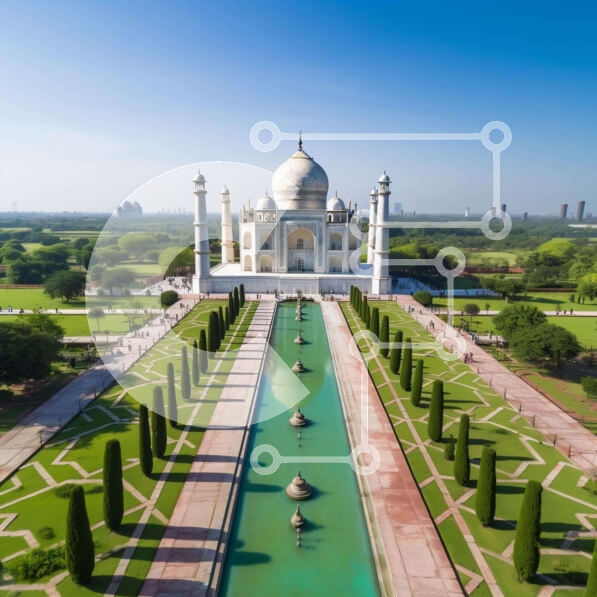 Download Aerial View of the Taj Mahal Stockphotos Online - Creative Fabrica