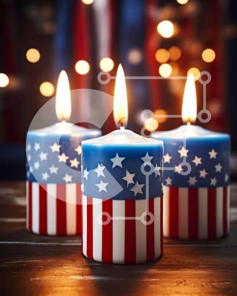 Patriotic 4th of July Candles in American Flag Formation stock photo ...