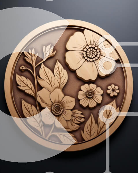 Circular Coin with Flowers and Leaves stock photo | Creative Fabrica